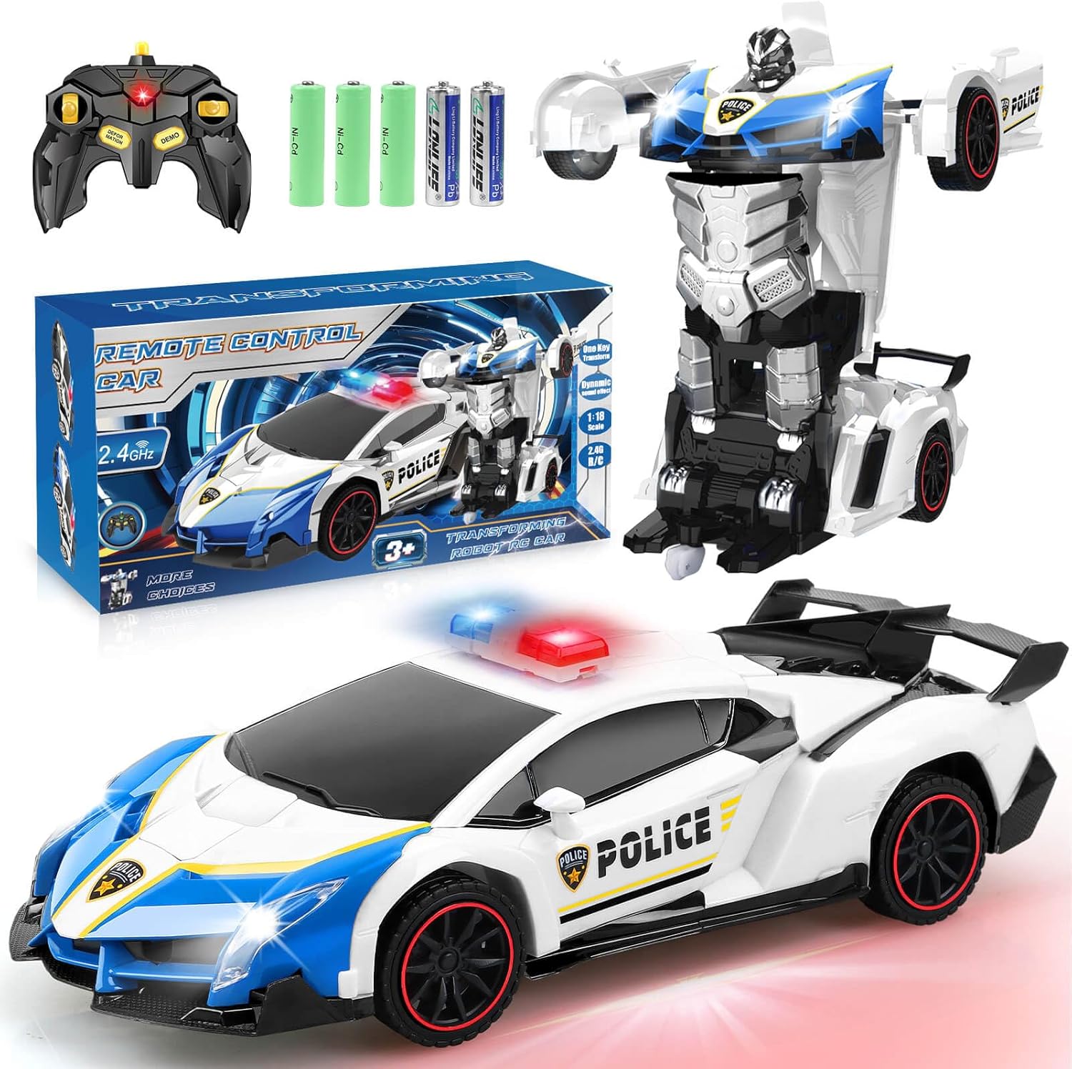 Amazon.com: Dolanus Remote Control Car - Transform Police RC Cars ...