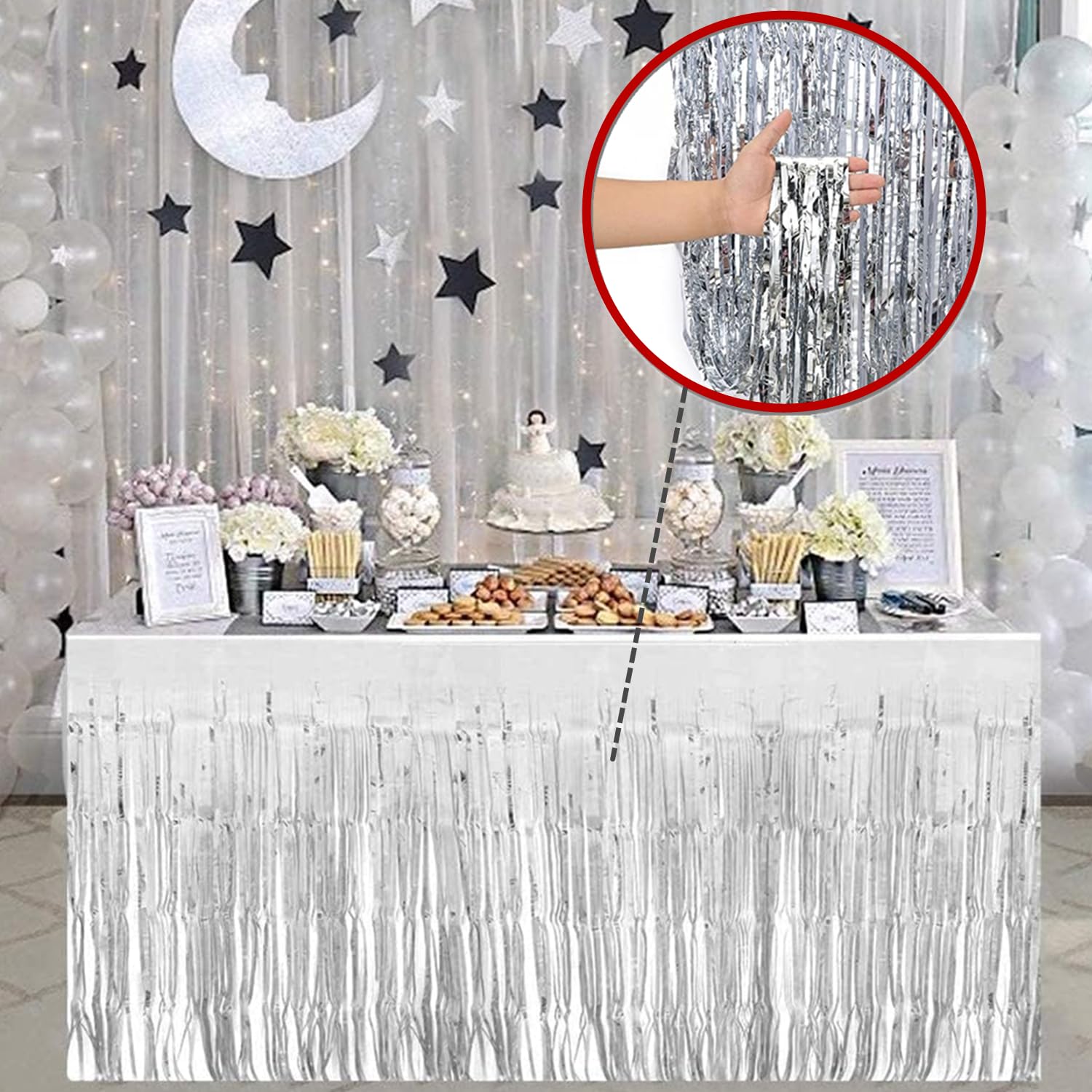 Snapklik.com : 6 Pack Metallic Foil Fringe Tinsel Table Skirt, Antfees ...