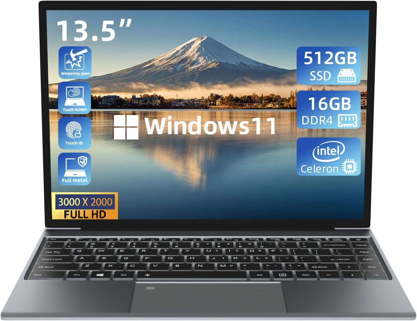 Amazon.com: Ruchonin 2-in-1 13.5" 2.5K Dual Screen Touch Laptop Intel ...