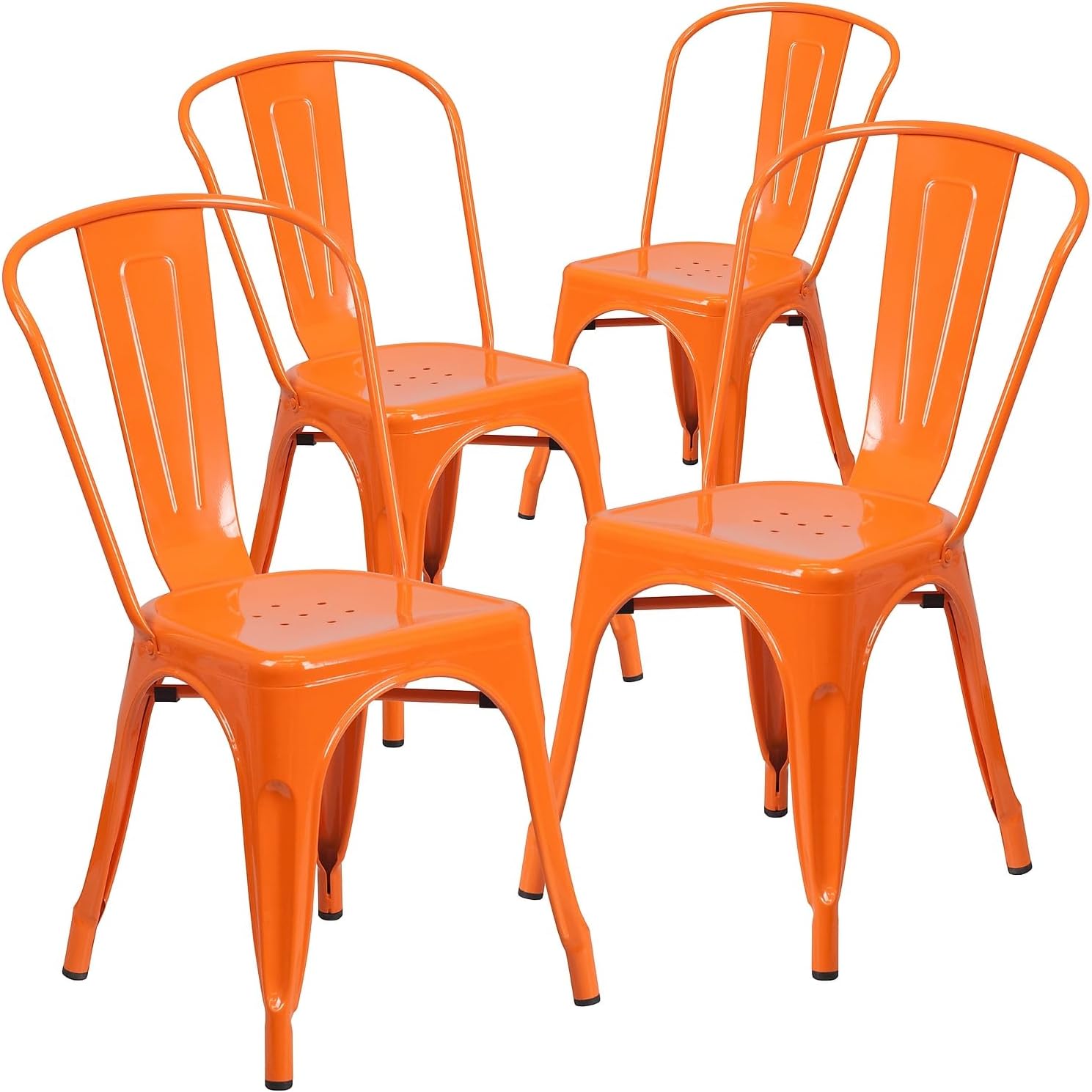 Amazon.com: Flash Furniture Luke Commercial Grade 4 Pack Orange Metal ...