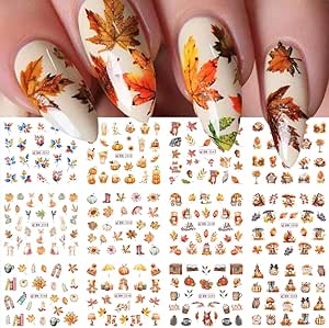 Amazon.com: 12 Sheets Fall Thanksgiving Nail Stickers Water Transfer ...