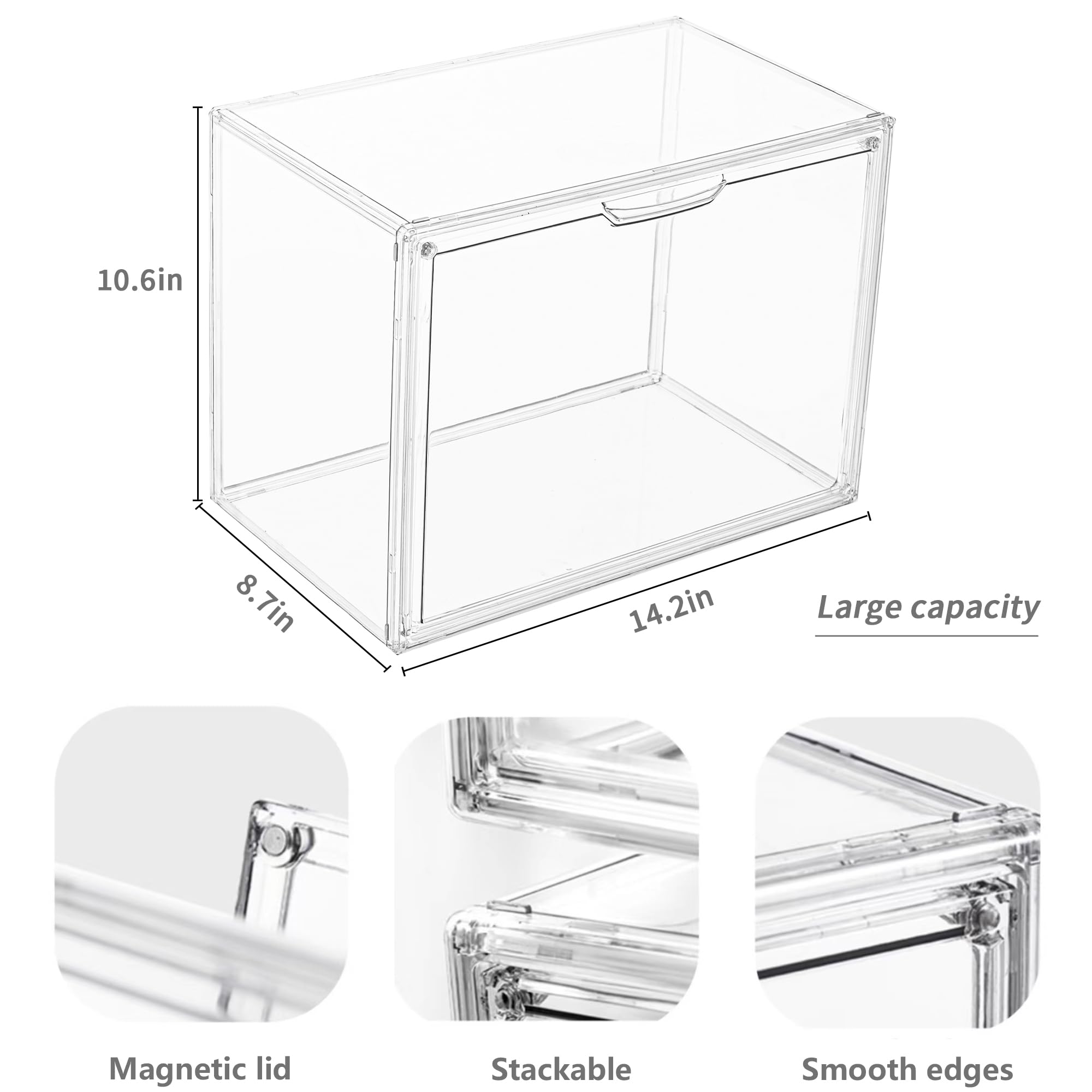 Snapklik.com : Clear Acrylic Display Case, Stackable Plastic Storage Bins