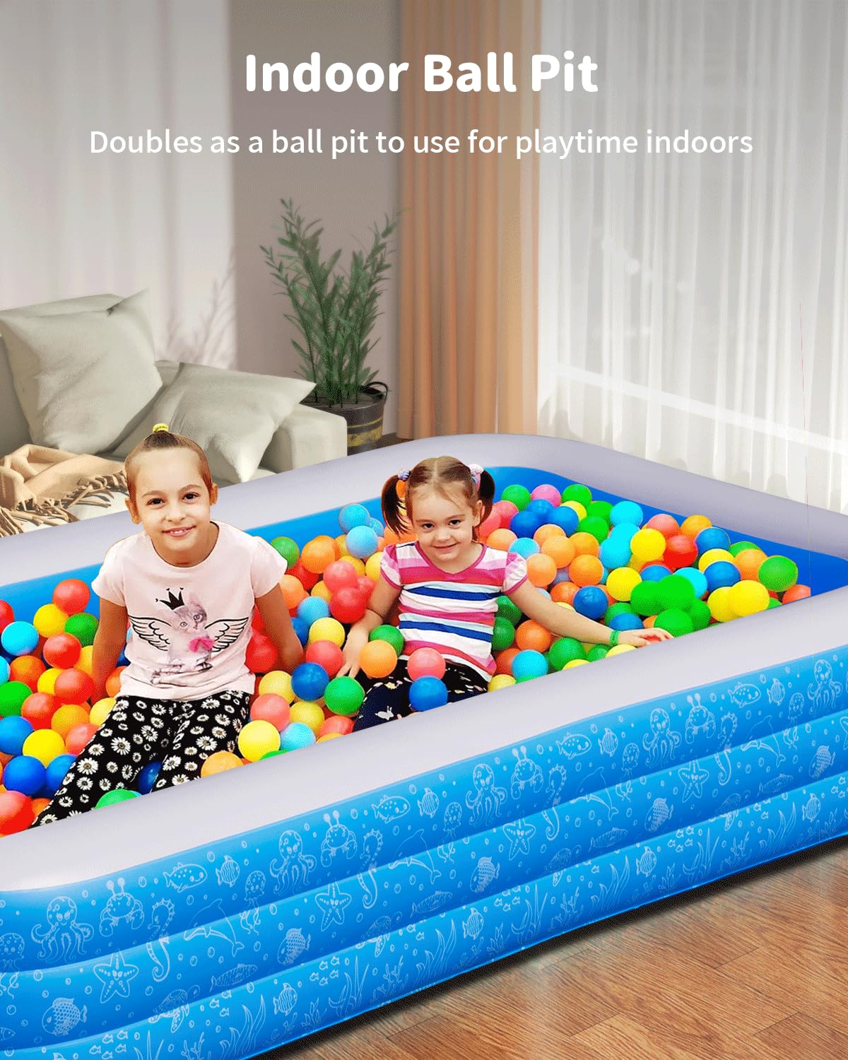Big Inflatable Pool for Adults, Extra Large 130"x72"x22" Thickened ...