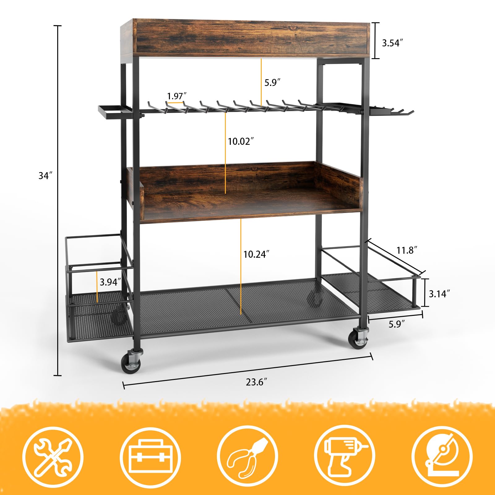 4 Tier Power Tool Organizer Rolling Tool Chest Garage Storage - Power ...