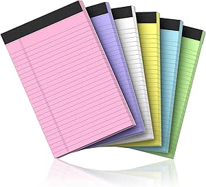 6 Pack Note Pads 5 x 8 Inch Colored Small Legal Pads 5 x 8 Pink Notepad ...