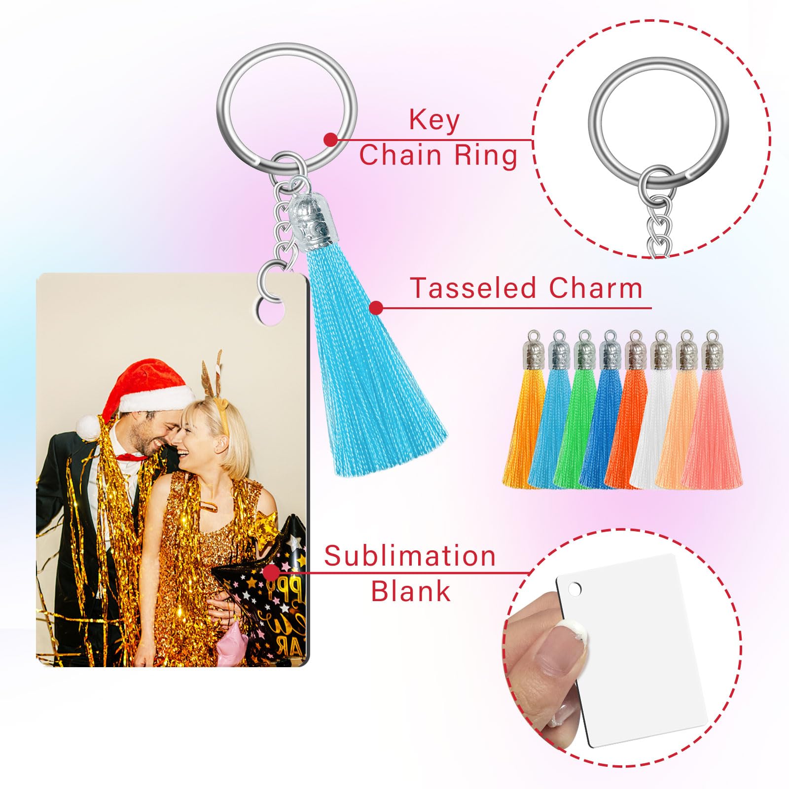 Personalized Gift Keyrings Sublimation Keychains Blank - Double Sided ...