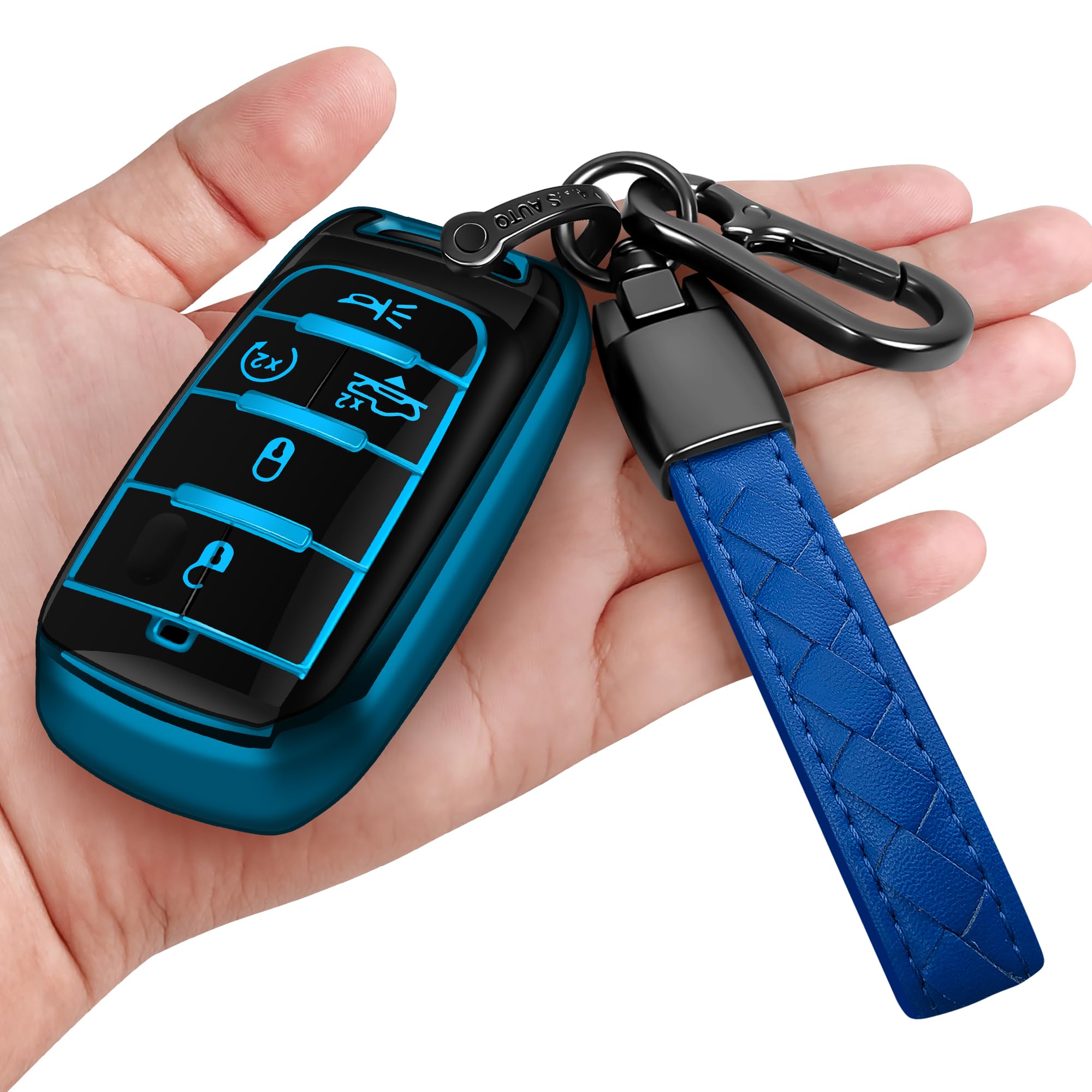 Amazon.com: Sindeda for Dodge Key Fob Cover with Keychain Soft Full ...