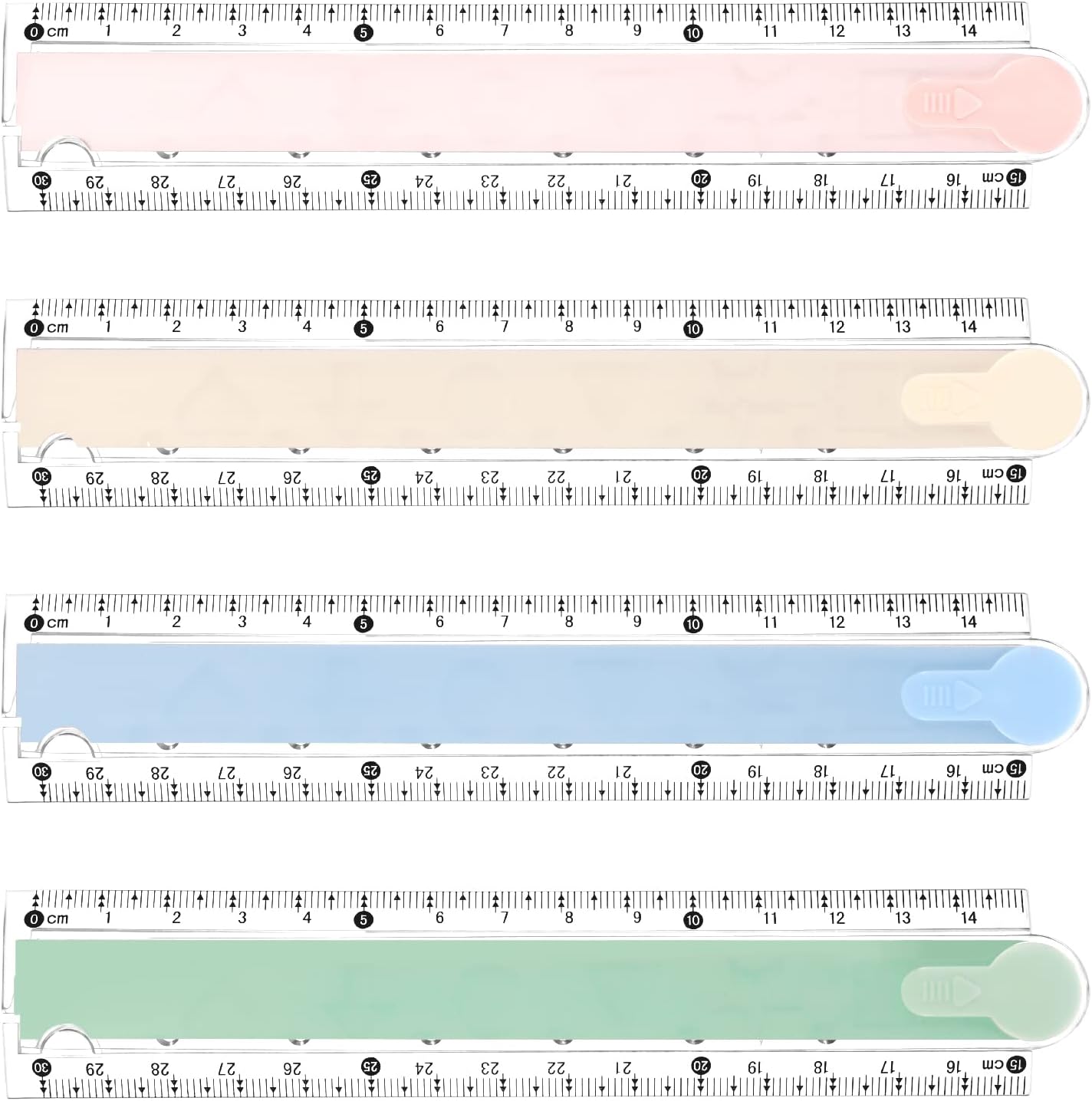 Popuppe 4 Pcs Plastic Folding Ruler - 30cm Transparent Geometric Ruler ...