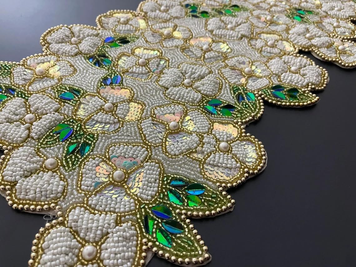 Amazon.com: Enliven Farmhouse Floral Spring Beaded Table Runner ...