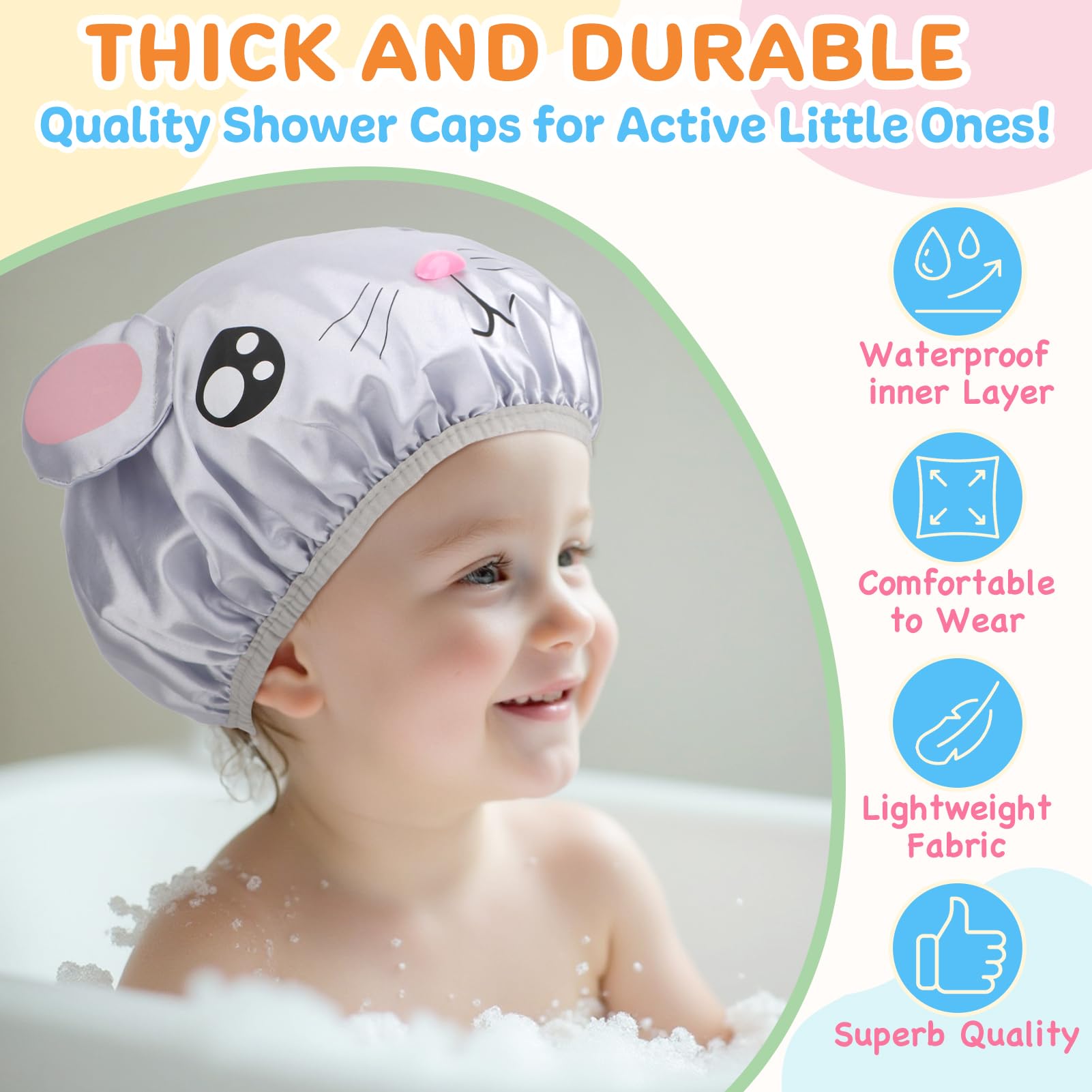 Snapklik.com : Kilofly 3pc Fun Cute Animal Shower Caps For Kids ...
