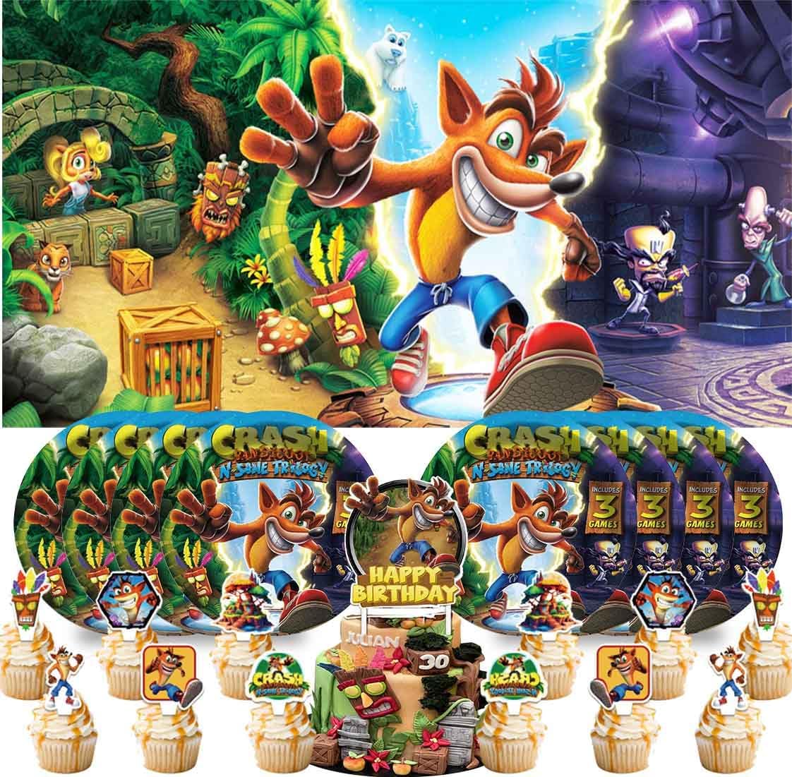 Party Supplies for Crash Bandicoot Birthday Decorations Plates Banner ...