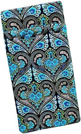 Amazon.com: Double Eyeglass Case - Turquoise Black Fabric Case for ...