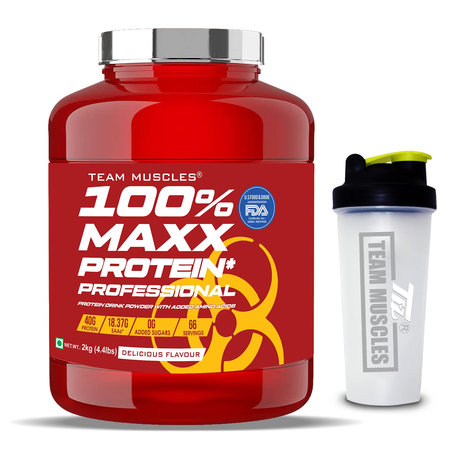 TM WITH TEAM MUSCLES 100% Maxx Protein Professional- 2Kg(Mango) With ...