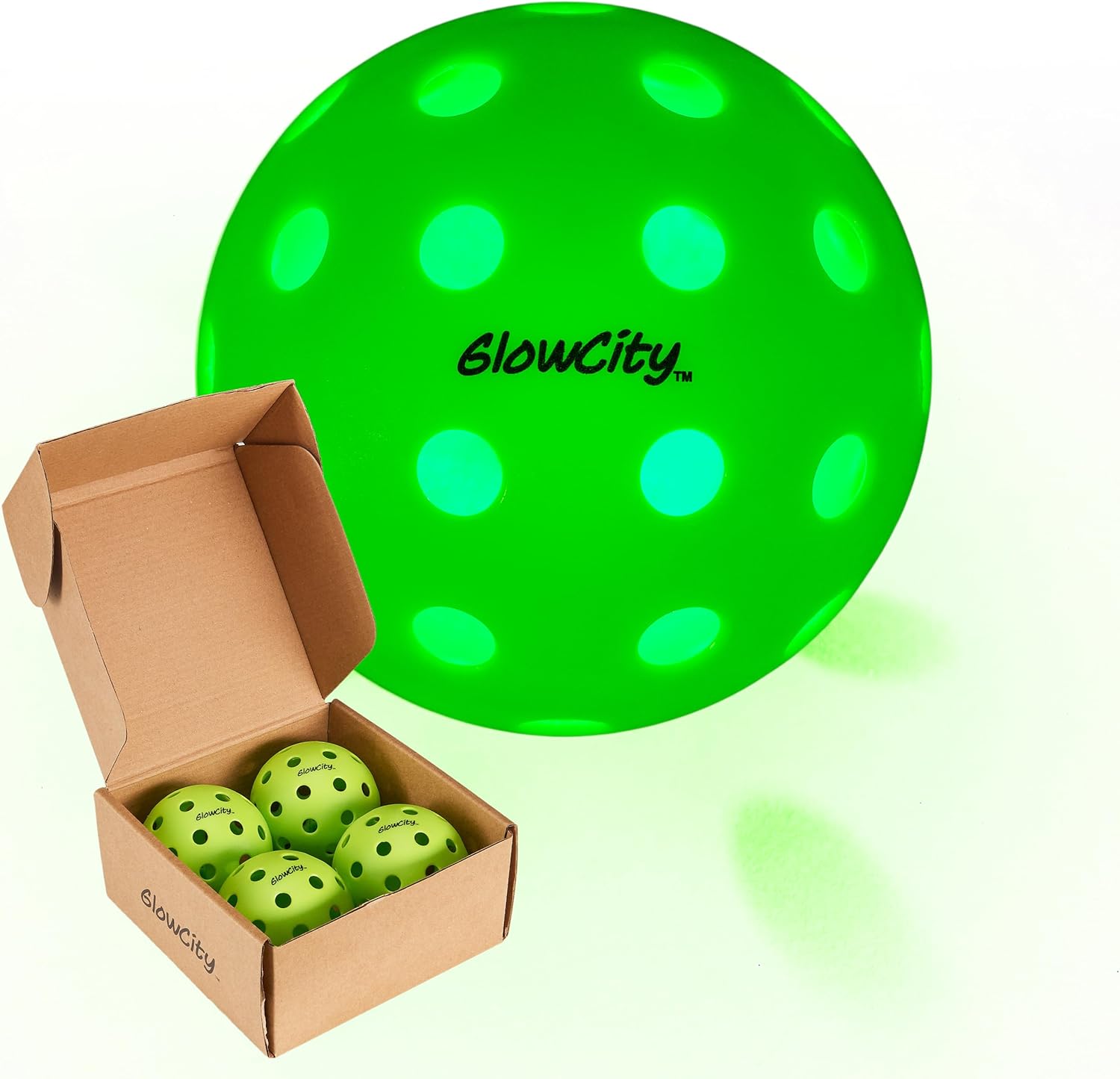 Amazon.com : GlowCity LED Pickleball Set: Pack of 4 Glow in The Dark ...