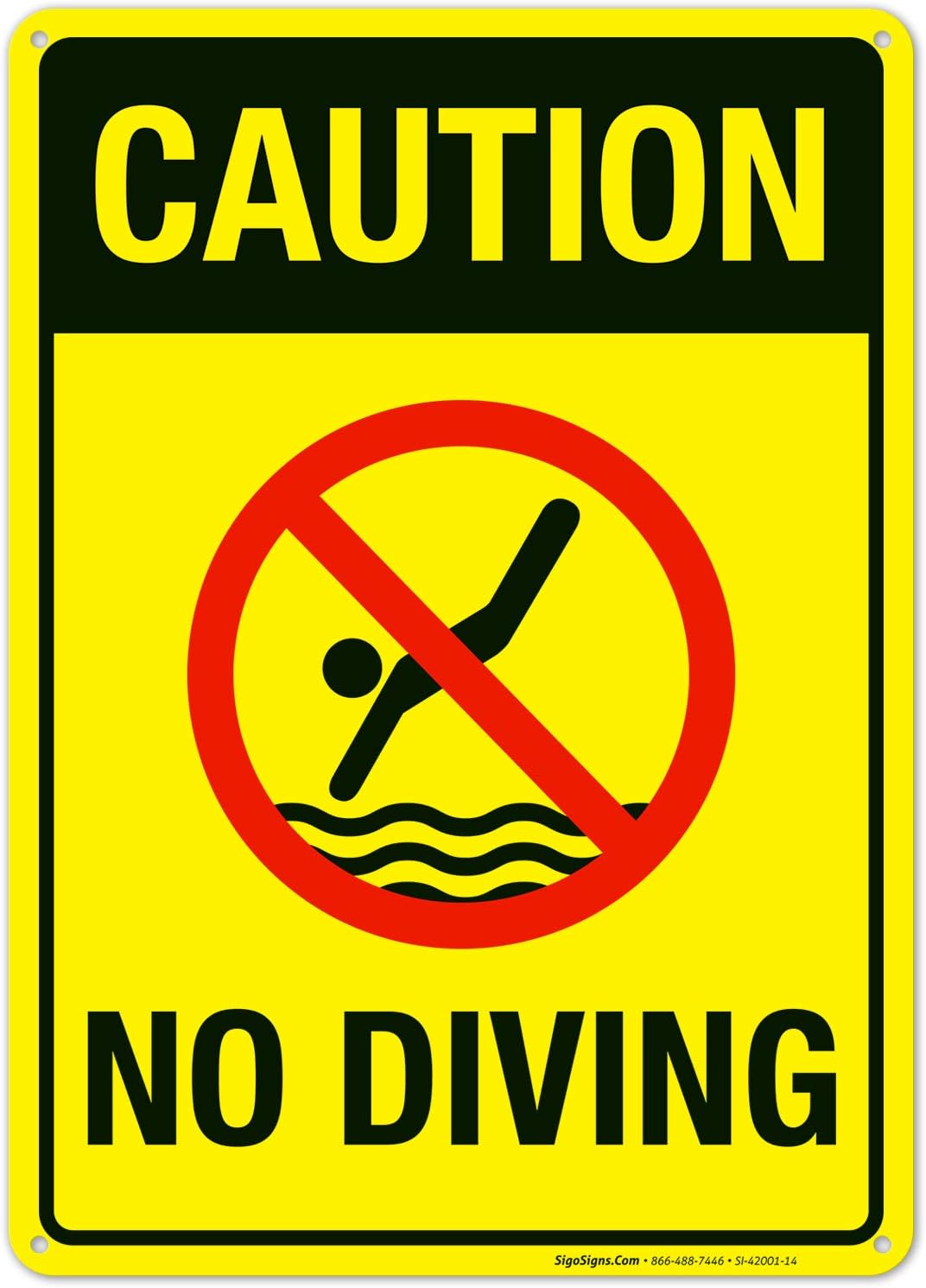 Amazon.com : Caution No Diving Sign, Pool Sign 10x14 Rust Free Aluminum ...