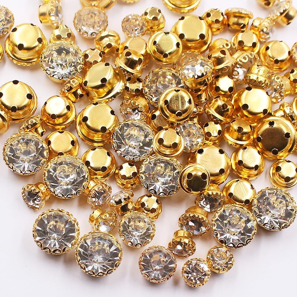 Amazon.com: 100 Pcs Mixed Sizes 5MM-8MM Sew On Rhinestones Crystal ...