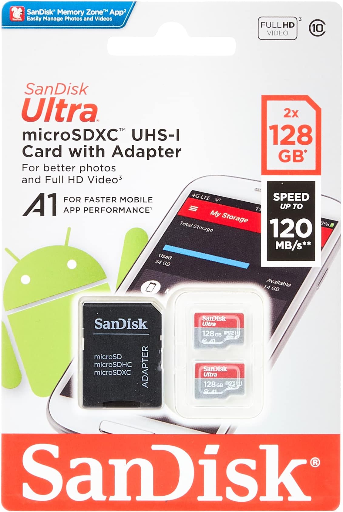SanDisk Ultra 512GB microSDXC Memory Card + SD Adapter with A1 App ...