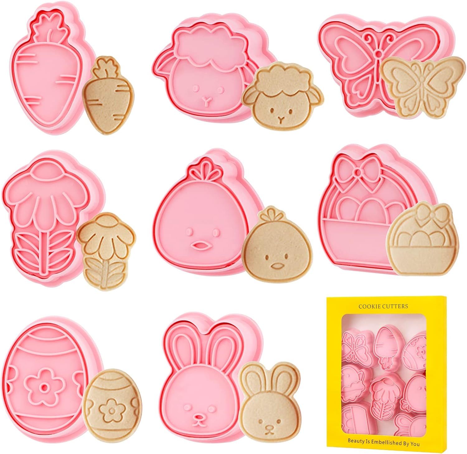 Amazon.com: XIACIBDUS 8PCS Cookie Cutters with Plunger Stamps Set, 3D ...