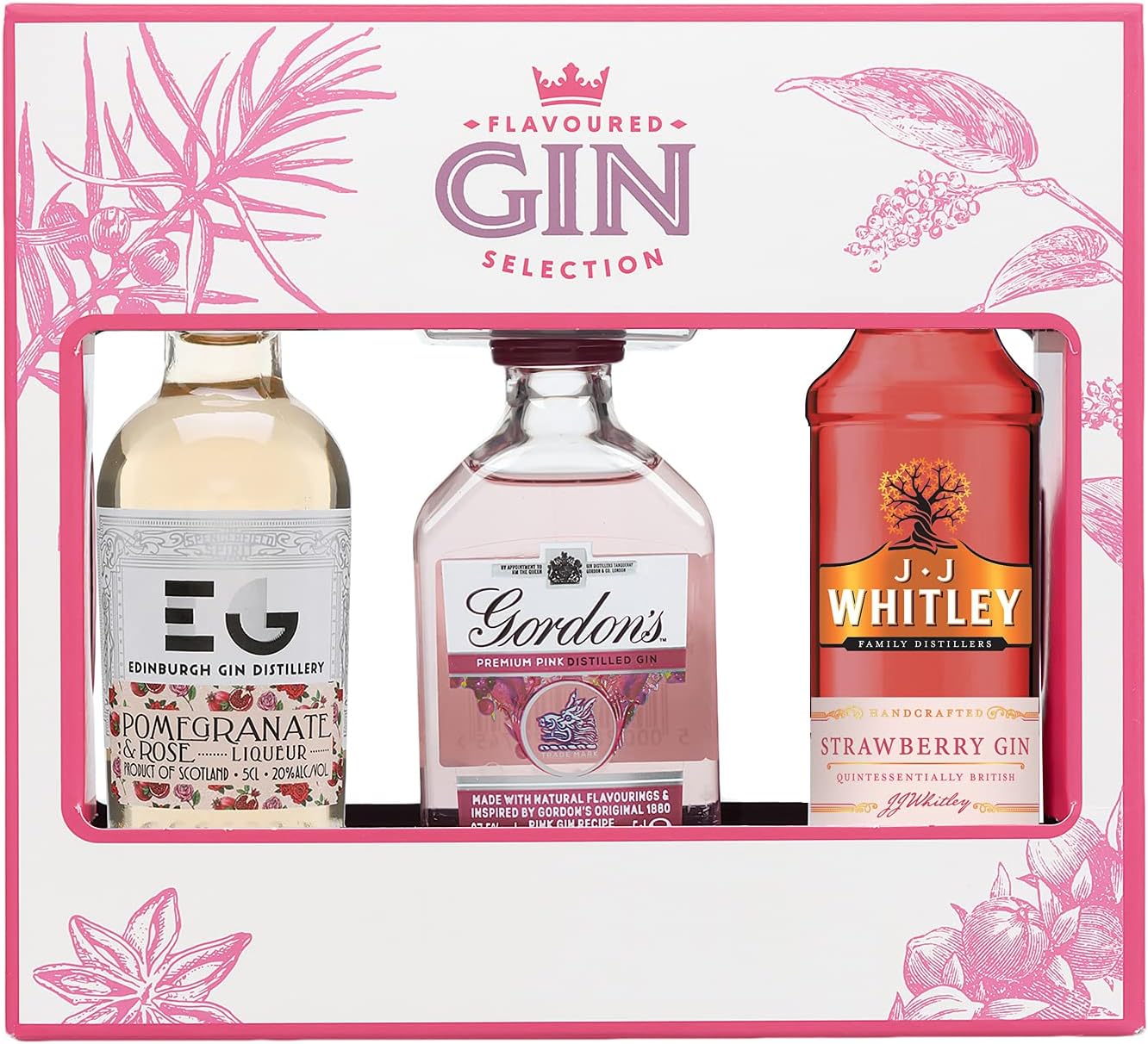Flavoured Gins Floral Selection Box, 3x5cl, Includes Gordon's Gin ...