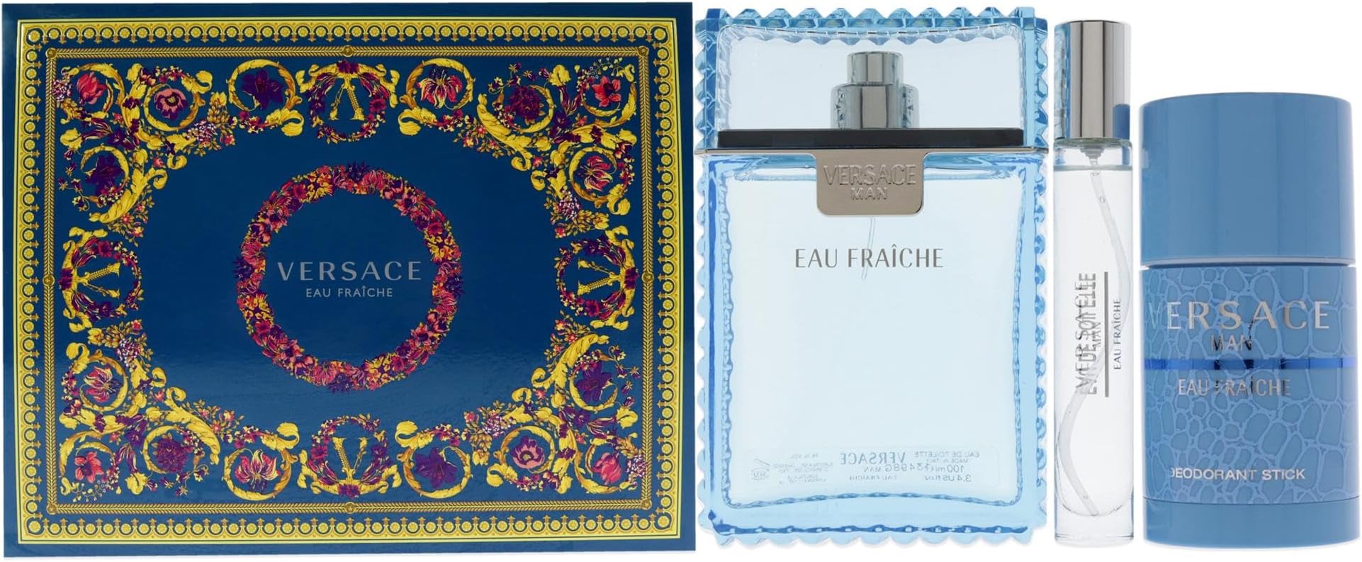 Amazon.com: Versace Eau Fraiche for Men 3 Piece Set (3.4 Oz Eau De ...