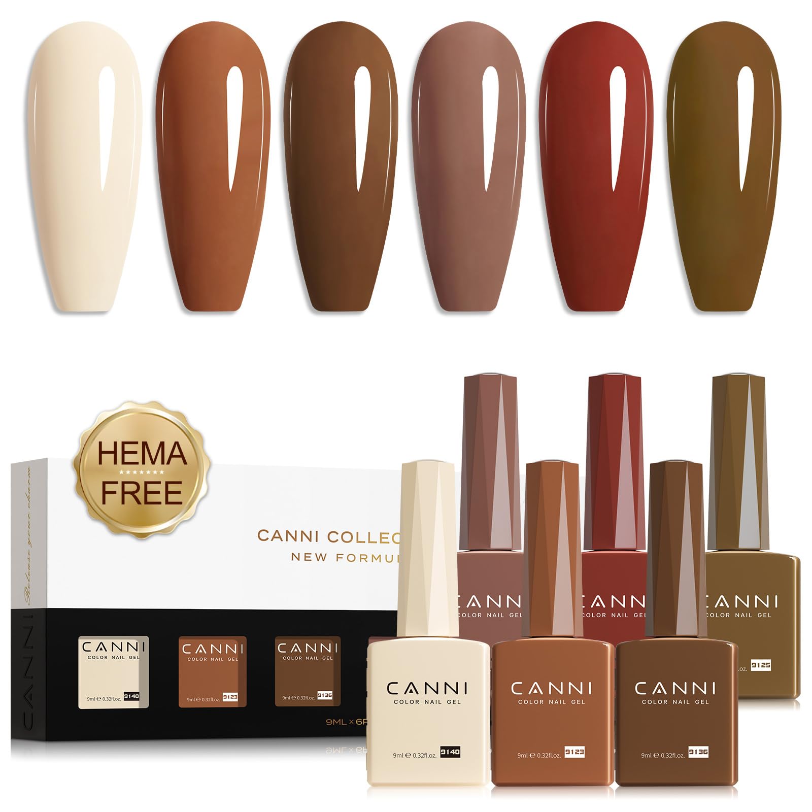 Amazon.com : CANNI Brown Nude Gel Nail Polish - 6 Colors 9ML Brown Skin ...