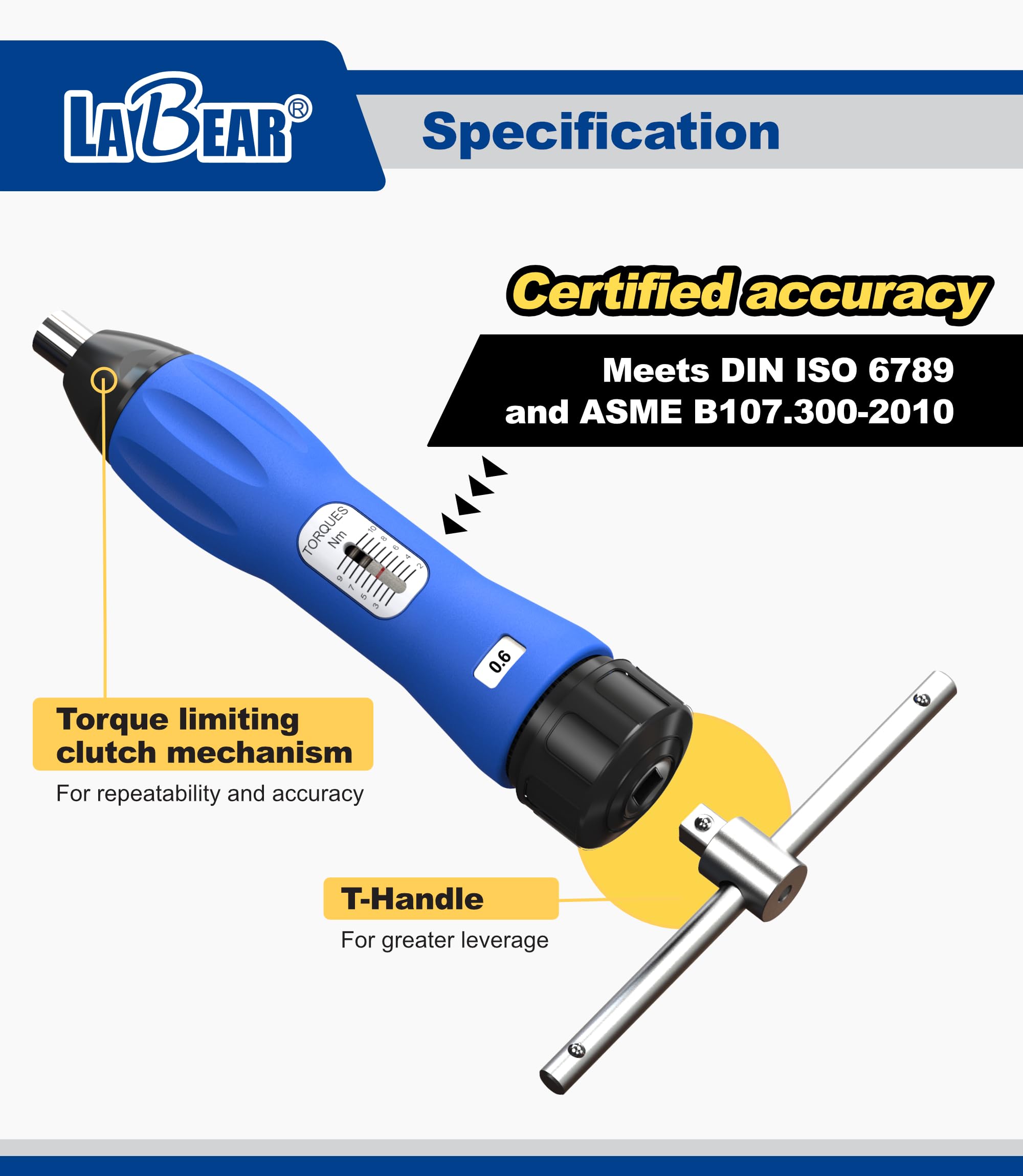 Snapklik.com : LABEAR- 23PCS 1/4"Dr. 2-10Nm Torque Wrench Screwdriver Set