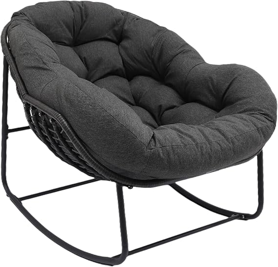 Amazon.com : ZJEYEJZ Indoor & Outdoor Rocking Chair, Oversized Rattan ...