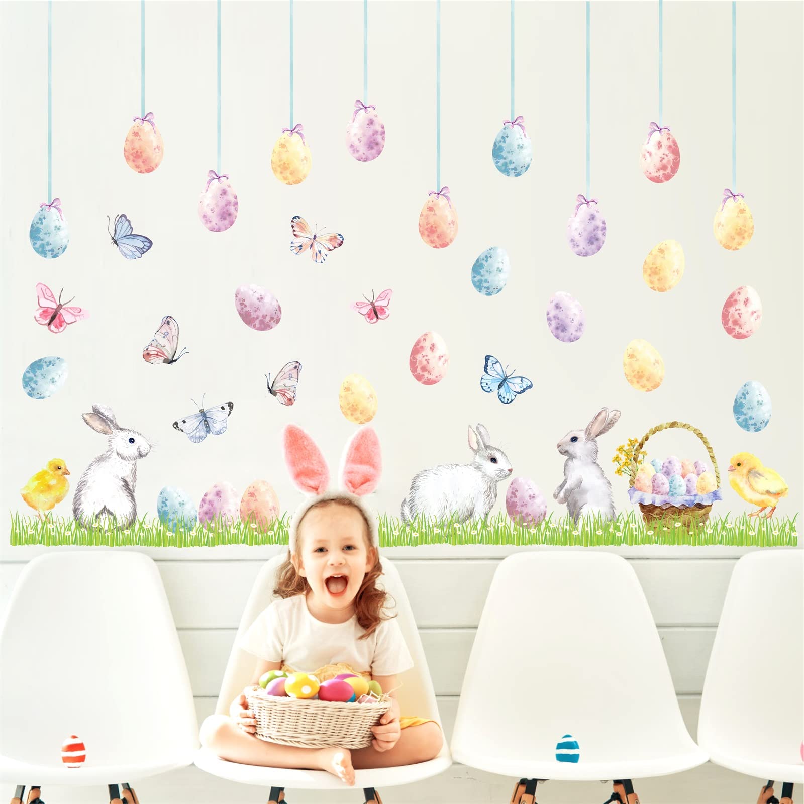 Amazon.com: Happy Easter Wall Stickers Easter Egg Wall Decals Easter ...