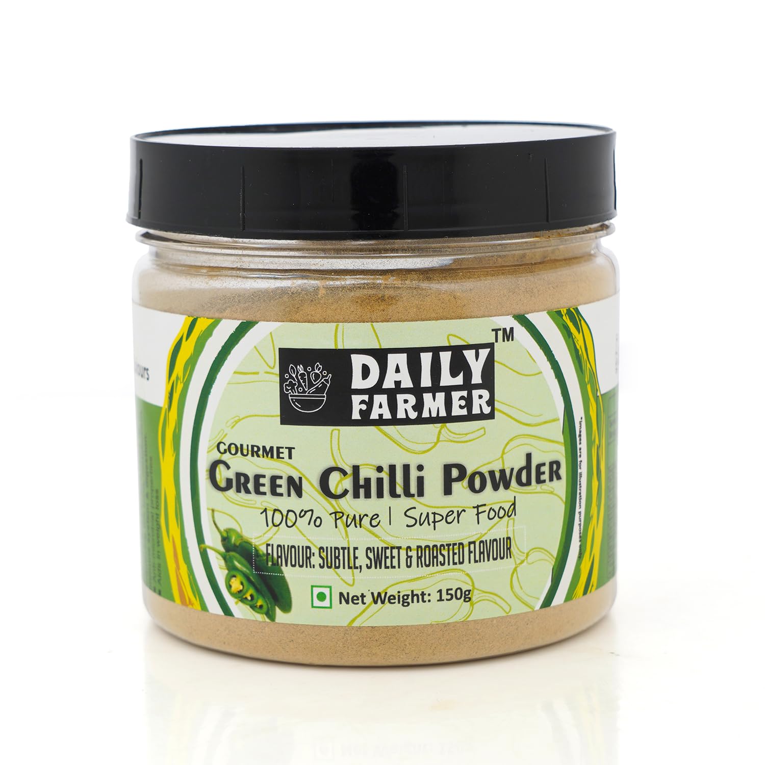 Daily Farmer Dehydrated Green Chilli Powder | Hari Mirchi Powder | Bold ...