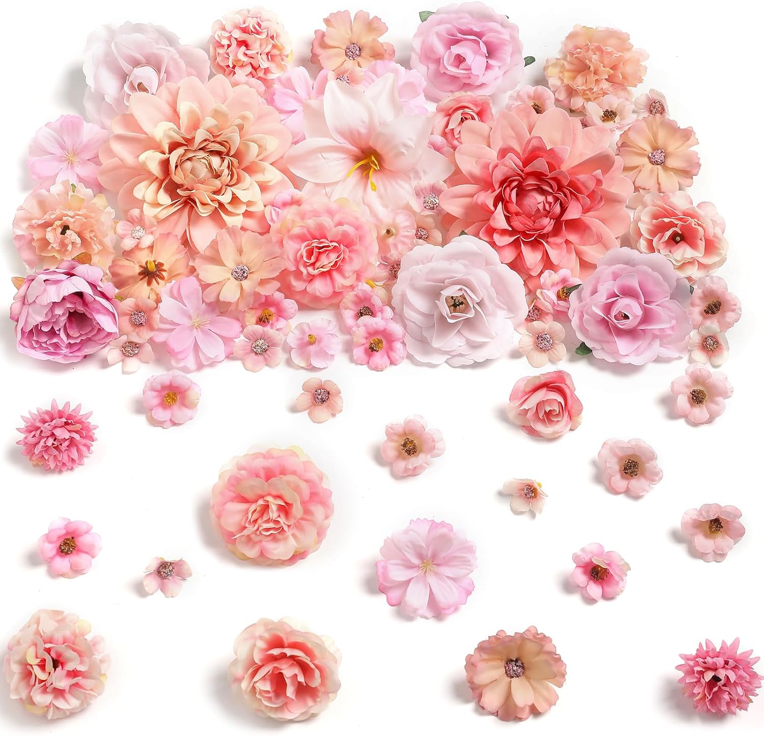 Amazon.com: rongflower Fake Flower Heads Mini Artificial Flower Pink ...