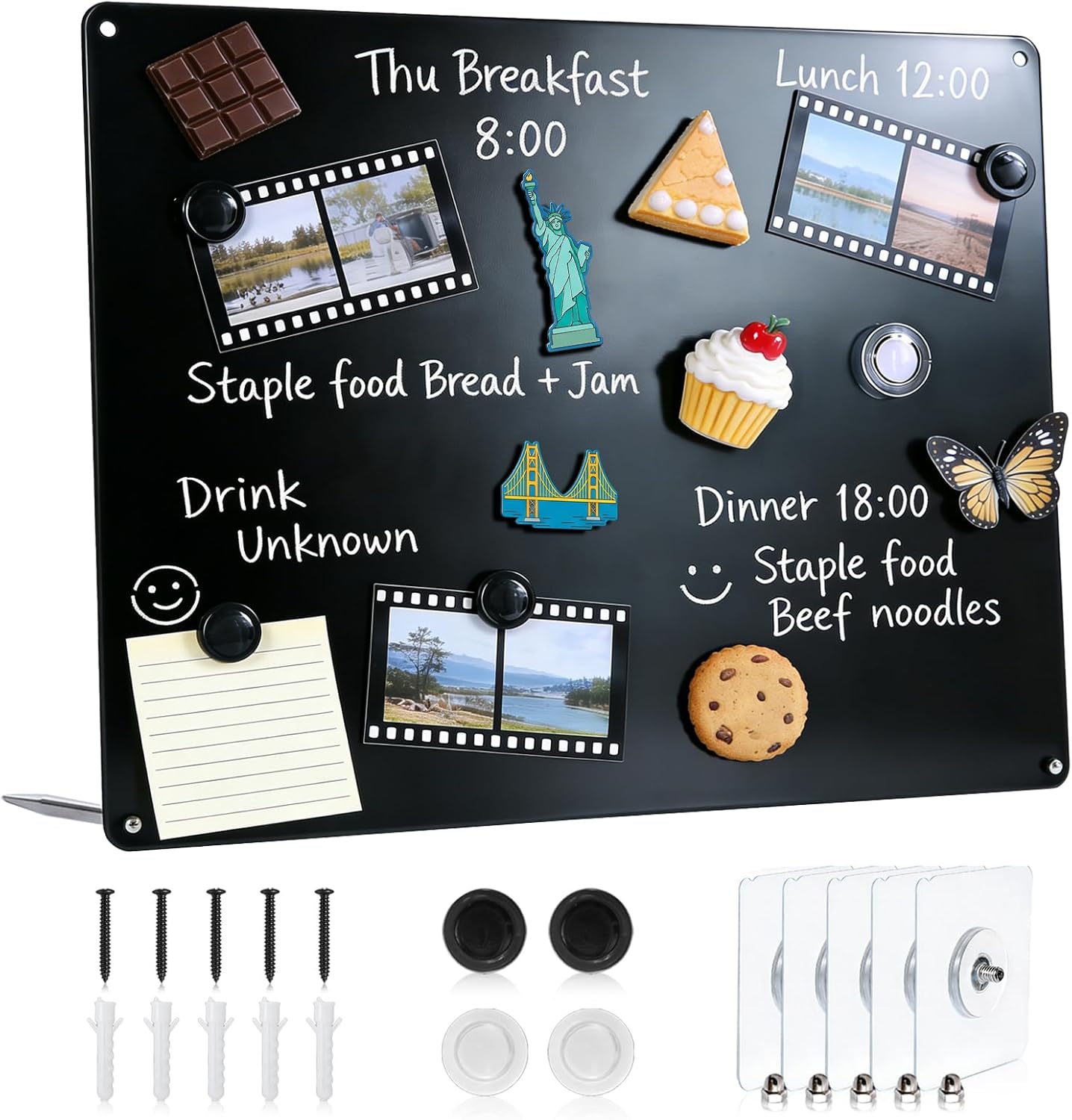Amazon.com: Black Magnetic Bulletin Board to Display Magnetic Notes 3 ...