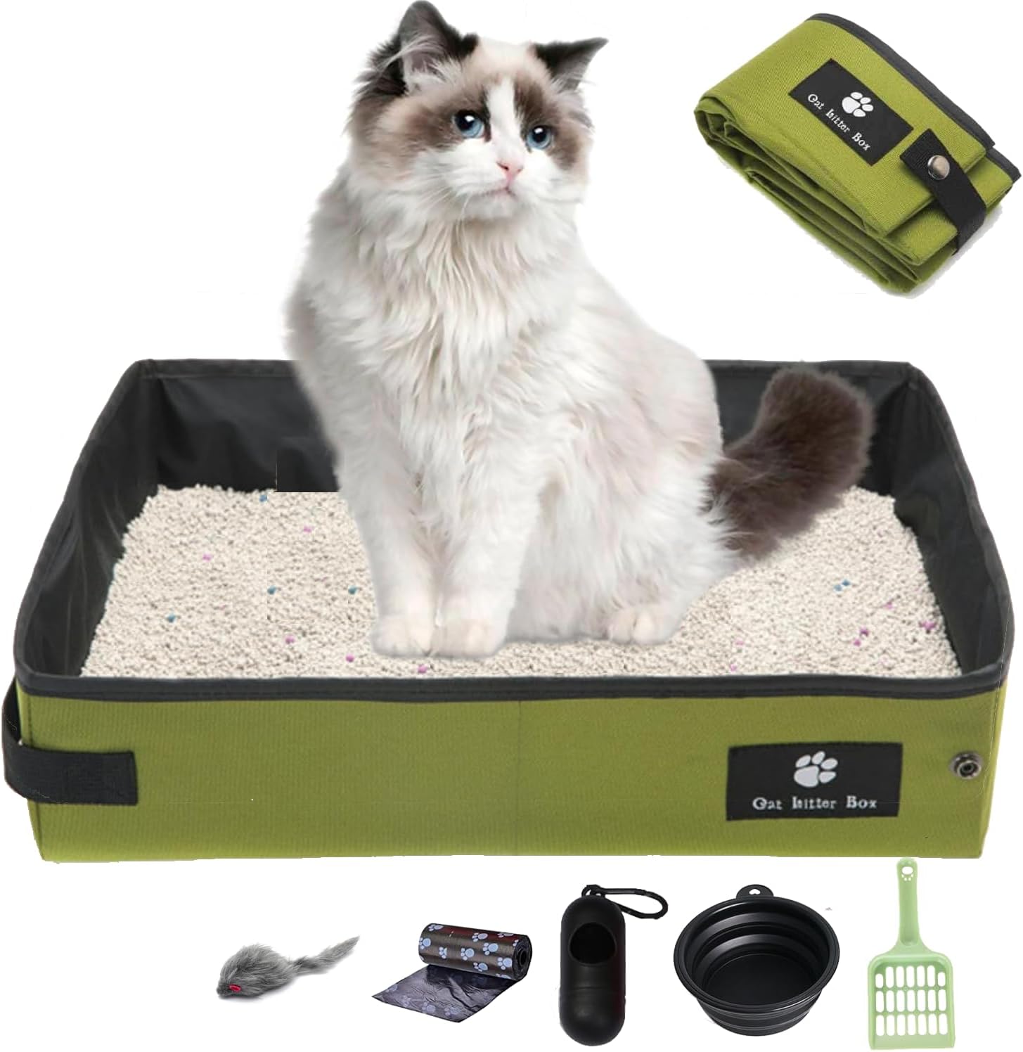 Creatvant Portable Litter Box, Green, Cat, Medium, Perfect for Travel ...
