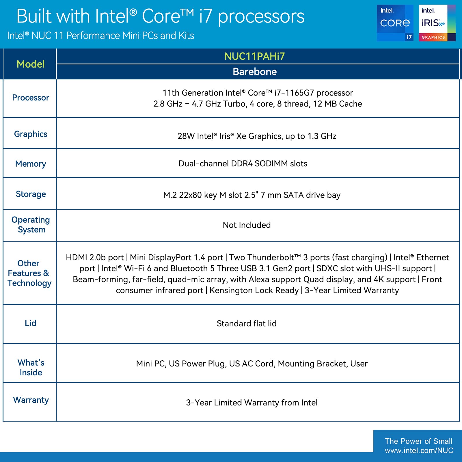 Snapklik.com : Intel NUC 11, NUC11PAHi7 Canyon Mini PC Desktop, Win 11 ...