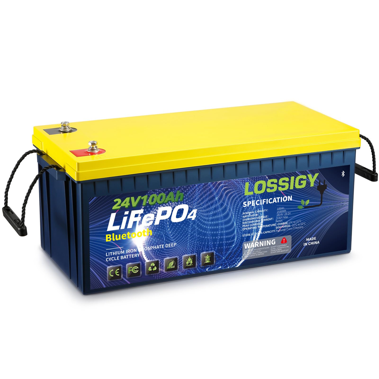 Amazon.com: LOSSIGY 24V 100AH LiFePO4 Lithium Battery, Perfect for 24 ...