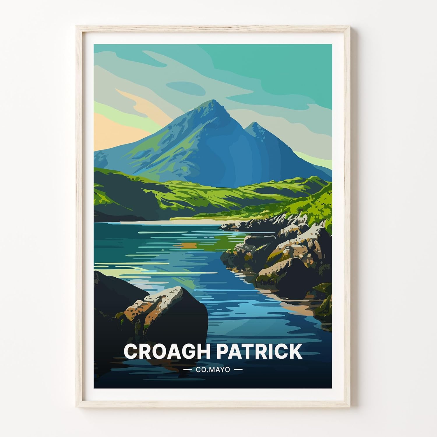Amazon.com: Ireland Travel Poster, Croagh Patrick County Mayo Landscape ...