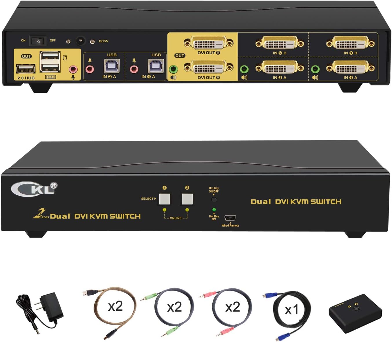 Amazon.com: DVI KVM Switch Dual Monitor Extended Display 2 Port with ...