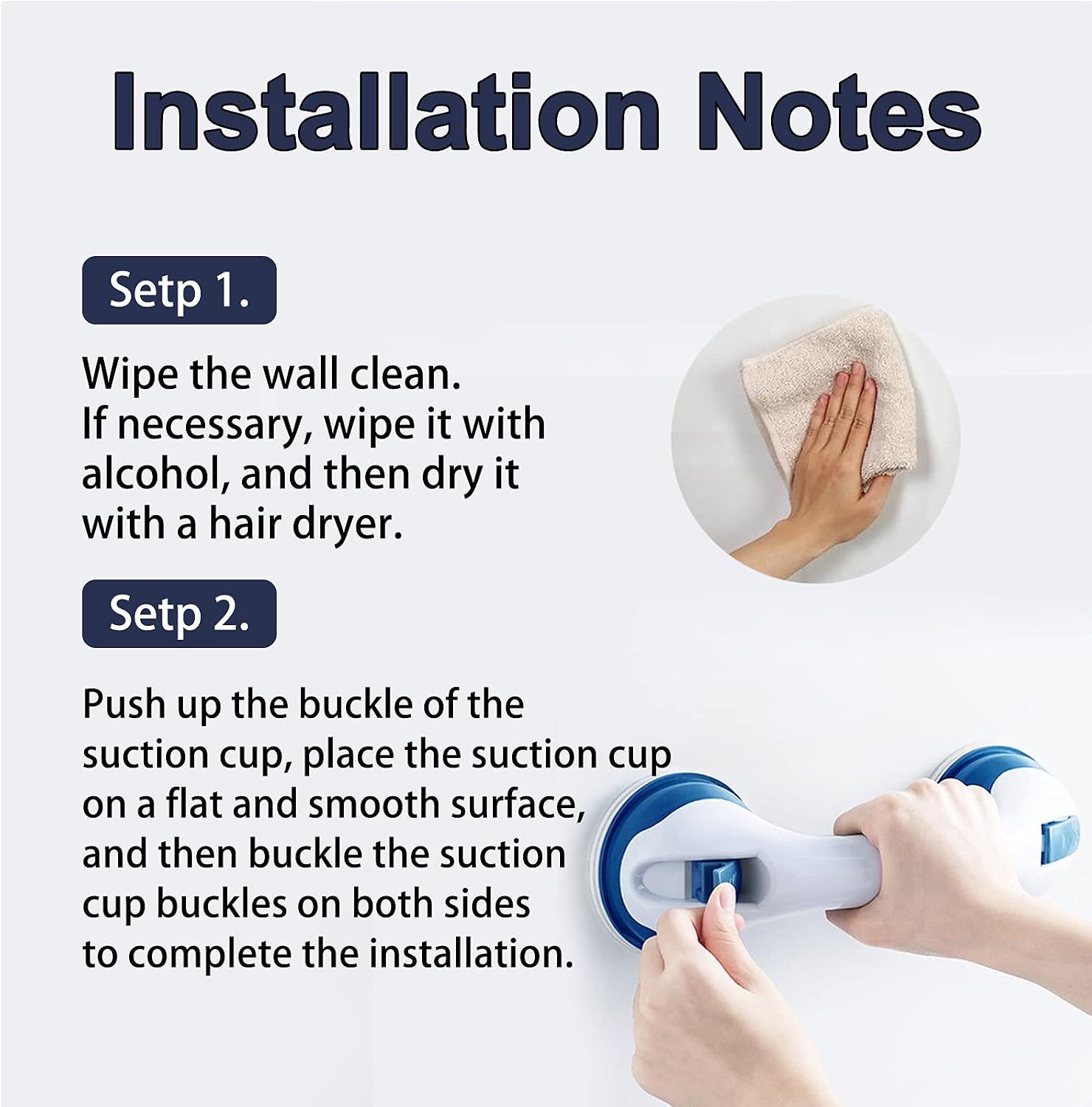 Super Grip Bath Handle Suction Bathroom Grab Rails, Anti Slip Door ...