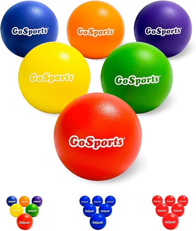 GoSports 6 Inch Soft Skin Foam Playground Dodgeballs - 6 Pack Set for ...