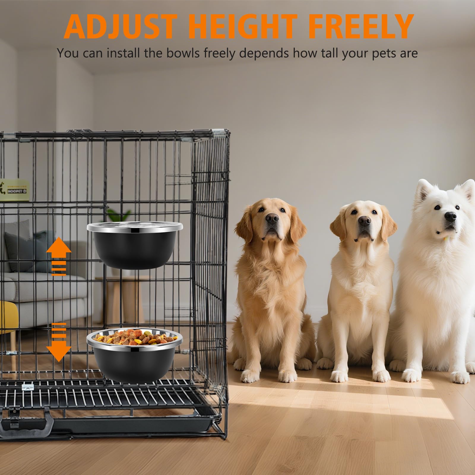Snapklik.com : Dog Kennel Bowls, Set Of 2 Heavy Duty Metal Food And ...