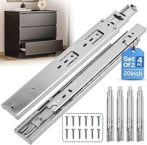 OURSHOM 20 Inch Soft Close Drawer Slides 2 Pairs (4pcs) Heavy Duty Full ...