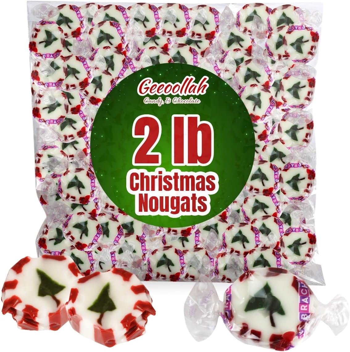 Amazon.com : Peppermint Christmas Nougats Bulk Pack 2lb - Delicious ...