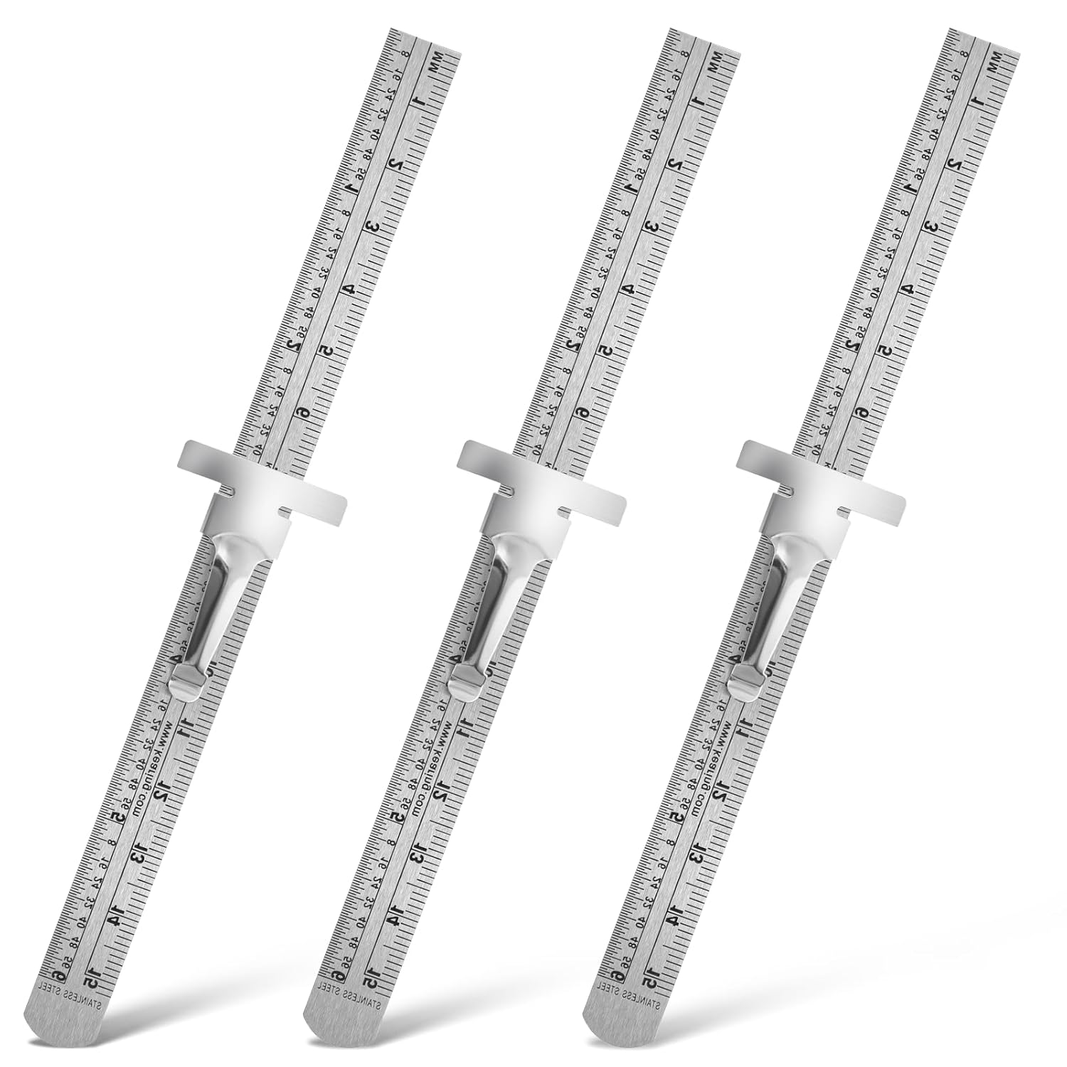 Machinist Ruler, 3 Pcs 6 Inch 15 cm Sliver Metal Pocket Ruler with ...