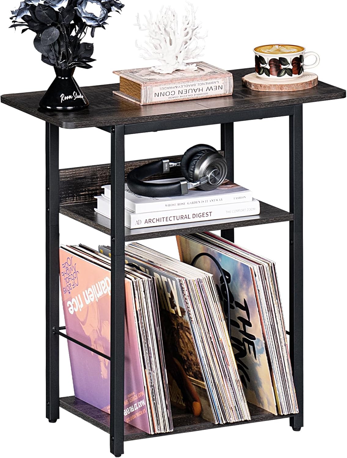 Amazon.com: LEBOAHOUS 3 Tier Record Player Table, Industrial Turntable ...