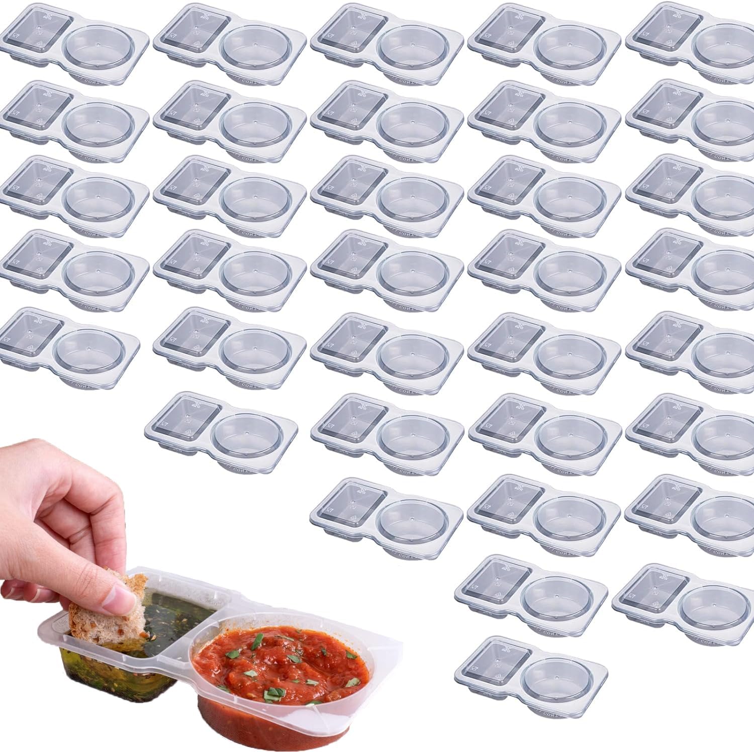Amazon.com: Double Compartment Condiment Container, Double Condiment ...