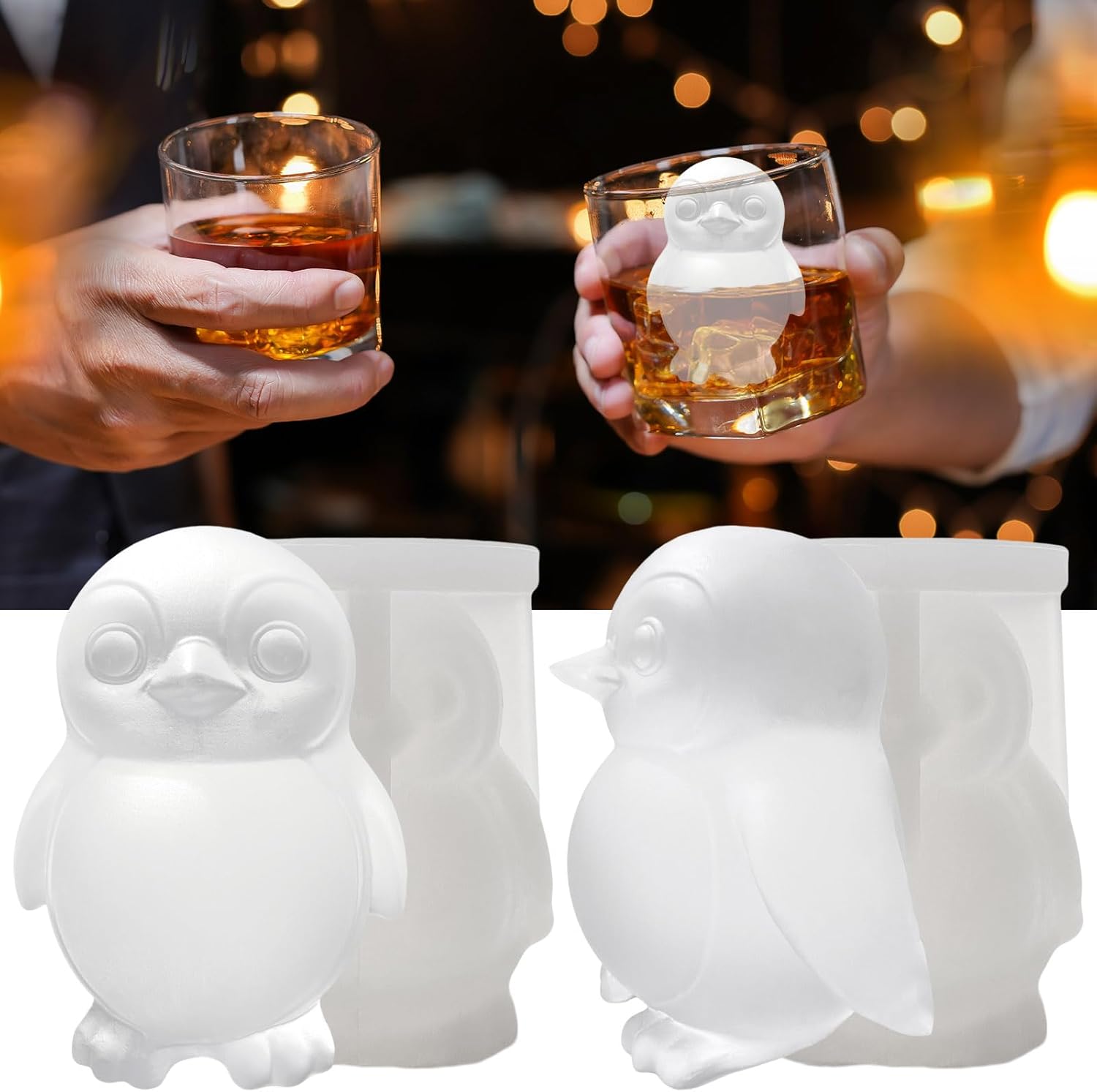 Amazon.com: SIUPER 3D Penguin Ice Cube Silicone Molds Tray for Whiskey ...