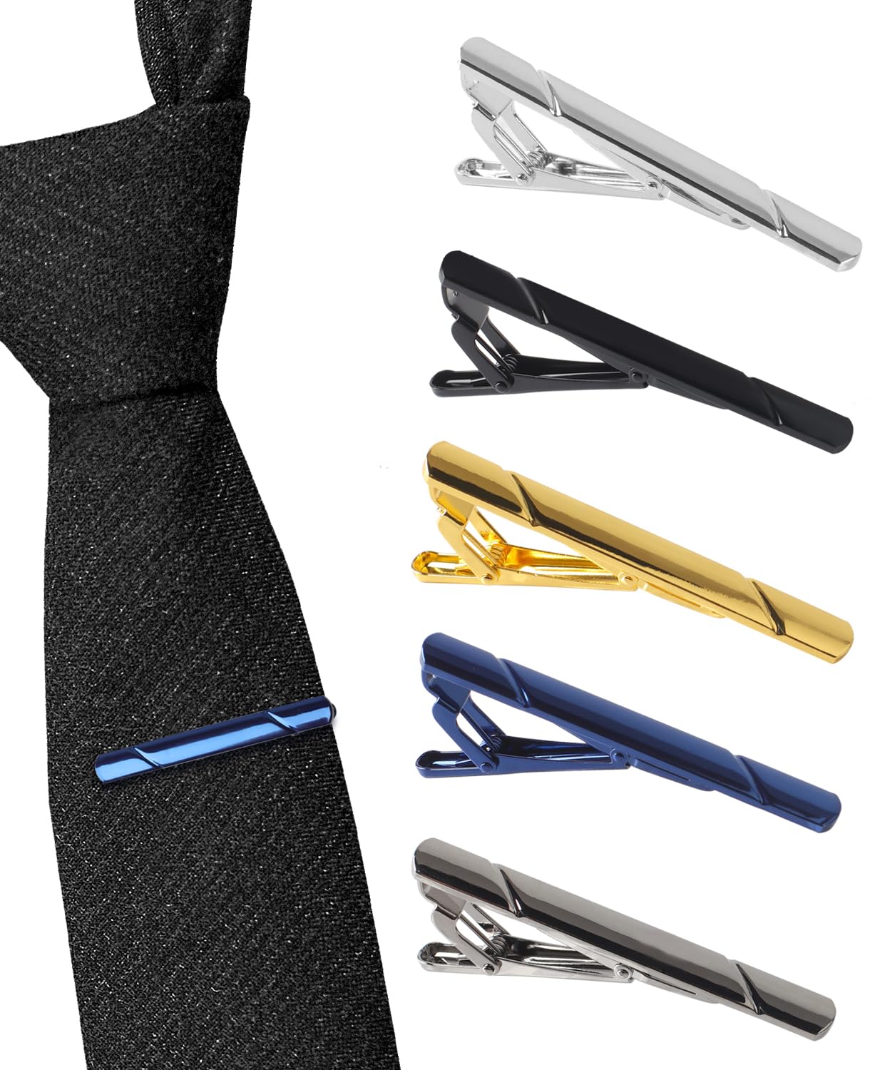 Snapklik.com : Vivinin 5P Tie Clips For Men, 5 Different Elegant Tie ...