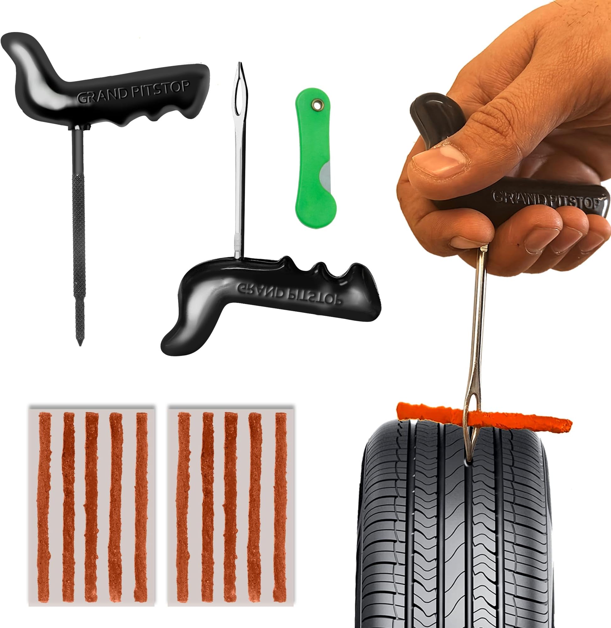 GRAND PITSTOP Universal Tubeless Tyre Puncture Kit with Strips, Strip ...