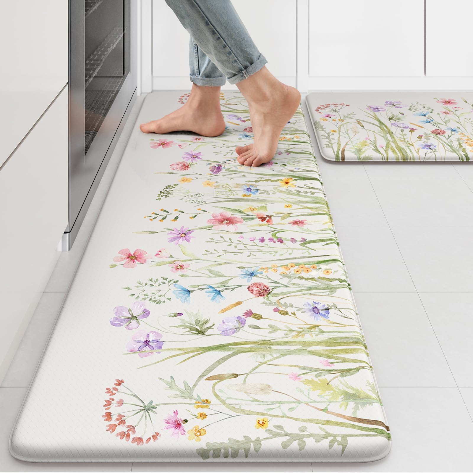Amazon.com: ASPMIZ Spring Summer Kitchen Rugs Set of 3 Non Slip, Green ...