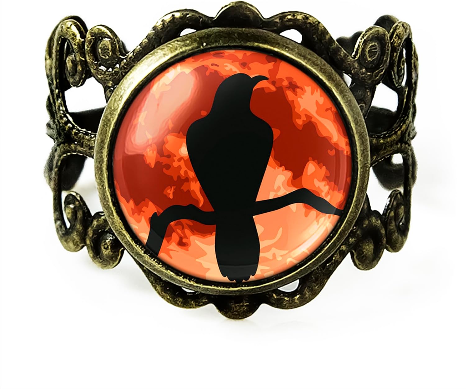 Amazon.com: Raven Nevermore Ring - Gothic Horror Crow Handmade Filigree ...