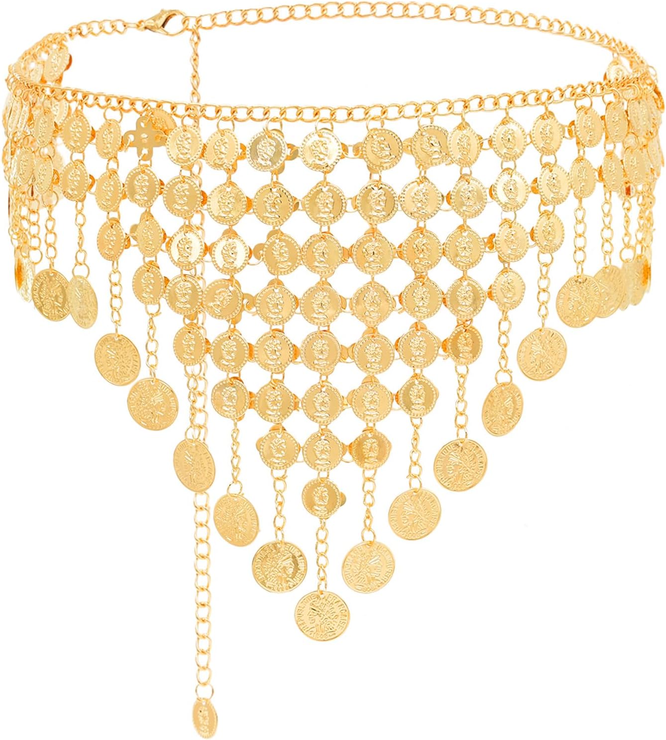 Amazon.com: Coins Belly Dance Hip Scarf Belt Body Chain Dance Skirt ...